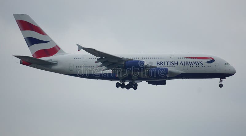 View of British Airways Airbus A380 Plane Flying in the Sky Editorial ...