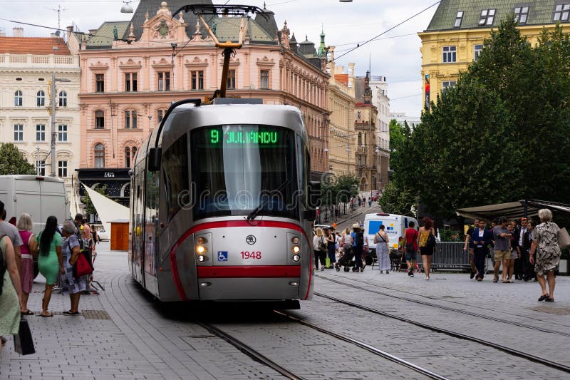 View of Brno Main Square and a Tram Editorial Photo - Image of republic ...