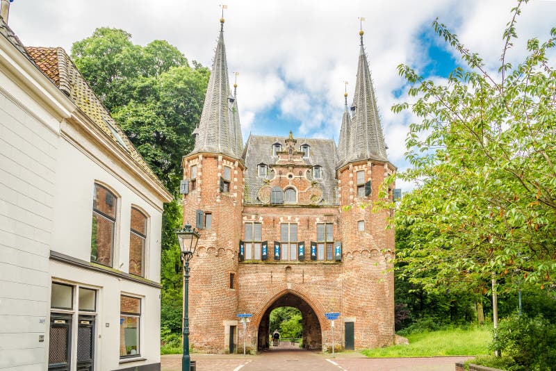 View at the Broederpoort Gate in the Streets of Kampen in Netherlands ...