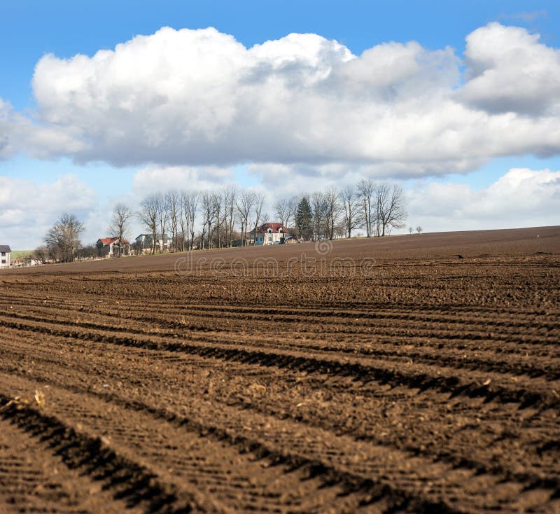 View at the Brown Arable Fields when Preparing Land for Sowing in Early ...