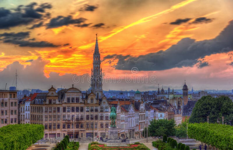 View of Brussels City Center Stock Image - Image of famous, dusk: 42274979