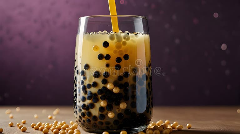 A Bubble Tea-inspired Background with Tiny Tapioca Pearls Dancing ...