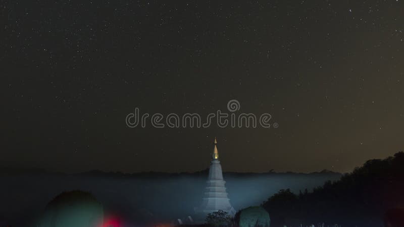 View of Buddhist Pagoda and Star in Galaxy Stock Image - Image of ...