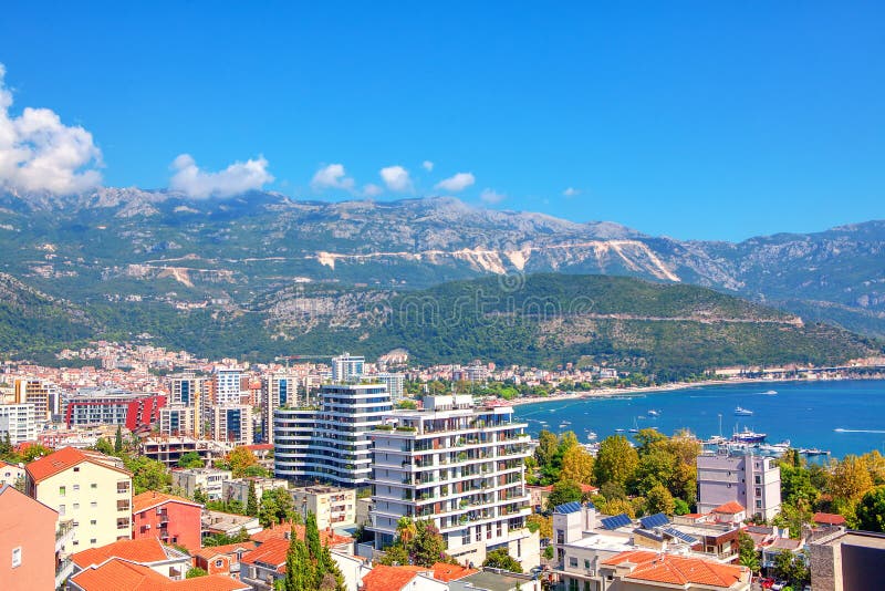 View of Budva city stock image. Image of mediterranean - 159357347