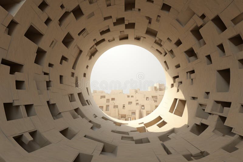 A View of a Building through a Circular Hole, Perfect for Use in ...