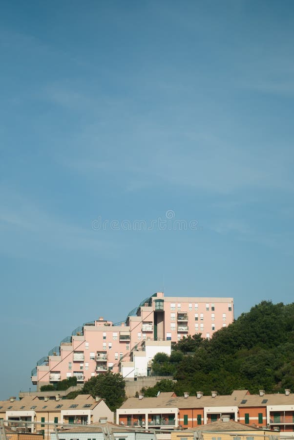 View on Building on Hill in Front of Blue Sky Stock Image - Image of ...