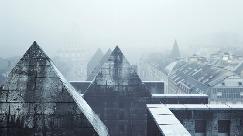 A View of a Building with Three Triangular Shaped Roofs, AI Stock Image ...