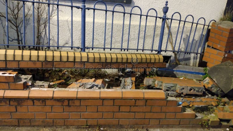 The View of the Building Wall of the Yard that Has Been Ripped Out ...