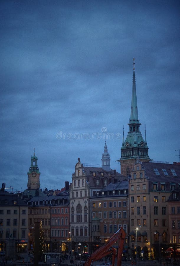 View of Buildings in City at Night Stock Photo - Image of view, city ...