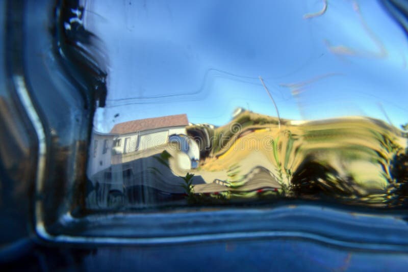 Buildings Distorted through a Glass Block Window Stock Photo - Image of ...