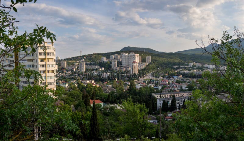 View of the Buildings and Houses of the City of Alushta Stock Photo ...