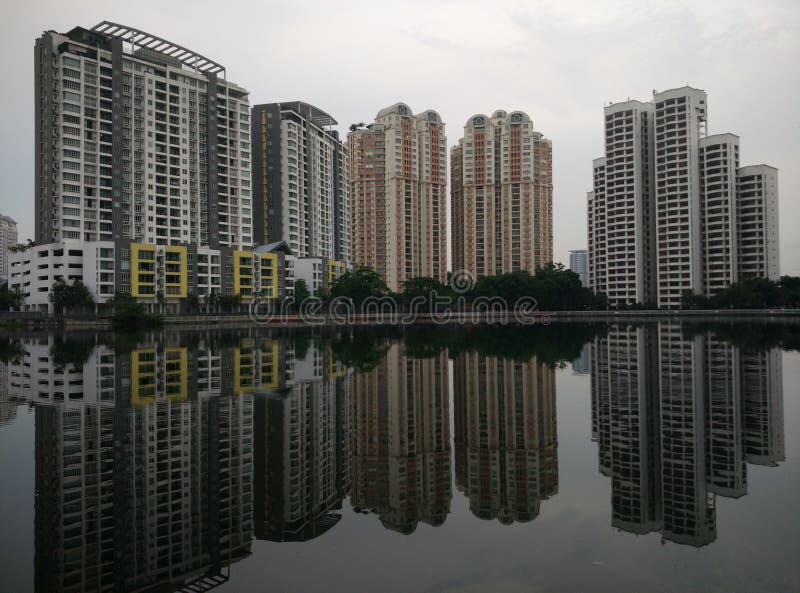 View of Buildings Over Lake Stock Image - Image of view, buildings ...