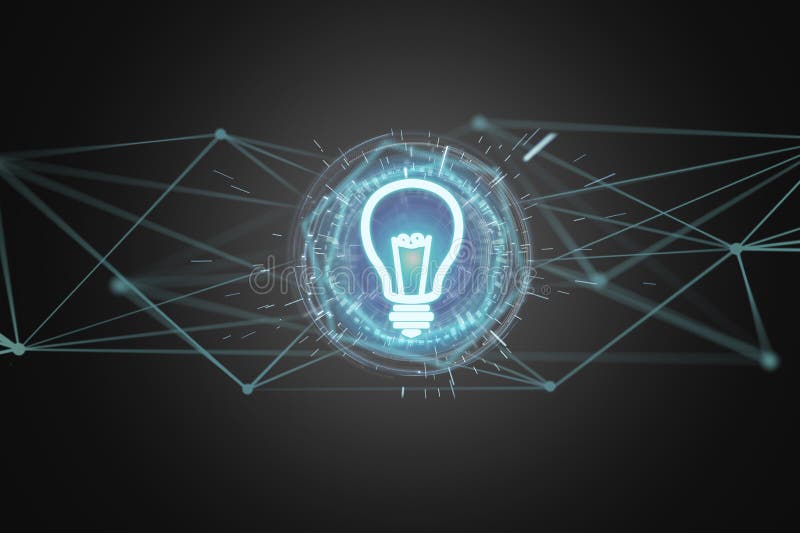 Bulb Lamp Idea Concept Icon on a Futuristic Interface Stock ...