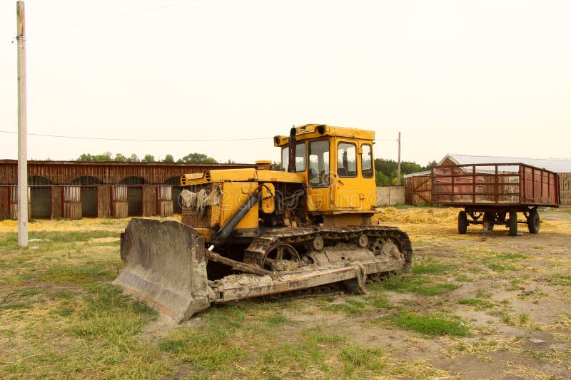 View of the Bulldozer from the Side Stock Image - Image of side, farm ...