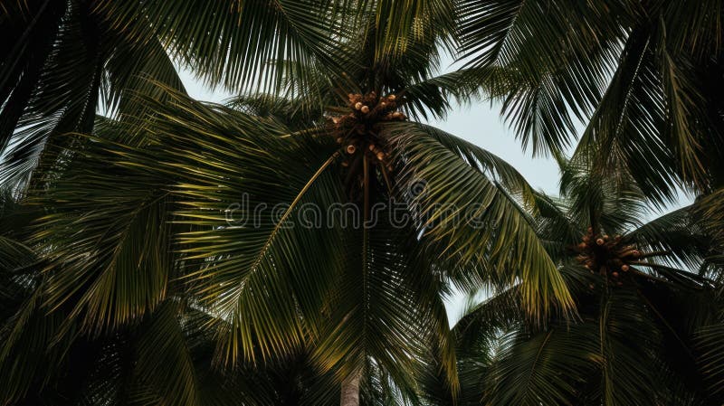 A View of a Bunch of Palm Trees with Leaves on Them, AI Stock Image ...
