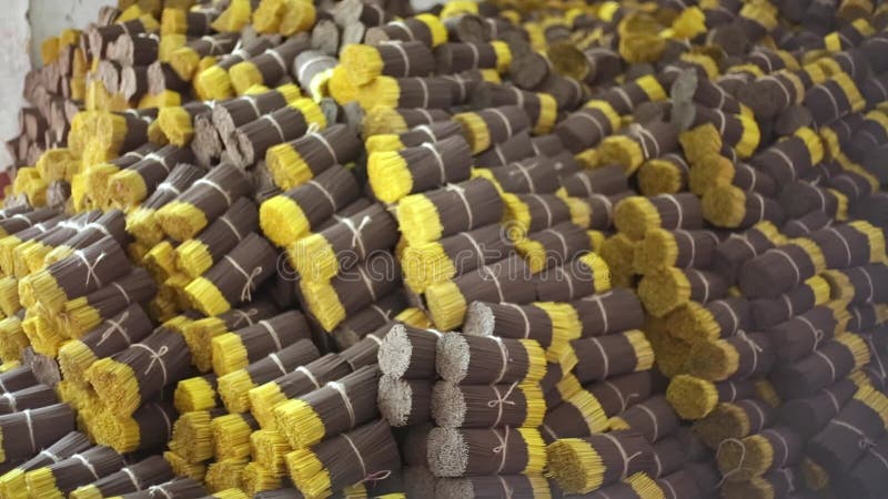 A View of Bundles of Incense Sticks Inside the Factory. Pile of Incense ...