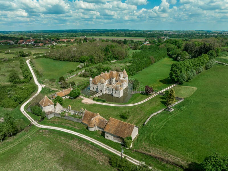 Aerial View of Buranlure Castle an Ancient Water Castle Surrounded by a ...