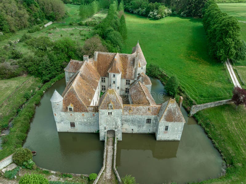 Aerial View of Buranlure Castle an Ancient Water Castle Surrounded by a ...