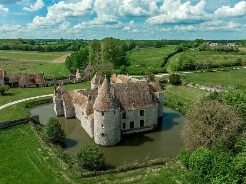Aerial View of Buranlure Castle an Ancient Water Castle Surrounded by a ...