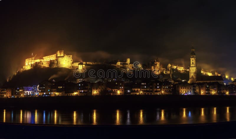 Burghausen at night stock photo. Image of ancient, town - 23746042