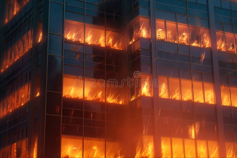 Burning Office Building Created with Generative AI Technology Stock ...