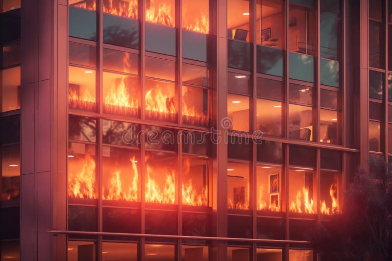 Burning Office Building Created with Generative AI Technology Stock ...