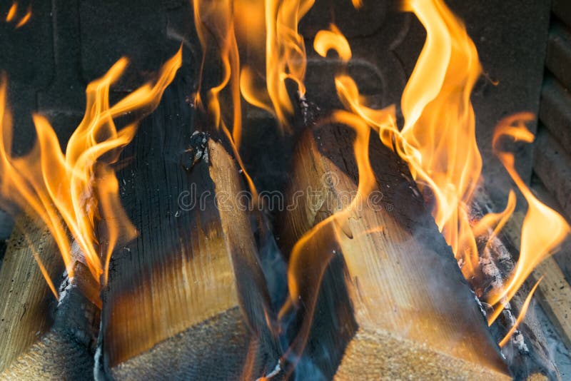 View of Burning Wood in the Fireplace Stock Image - Image of abstract ...