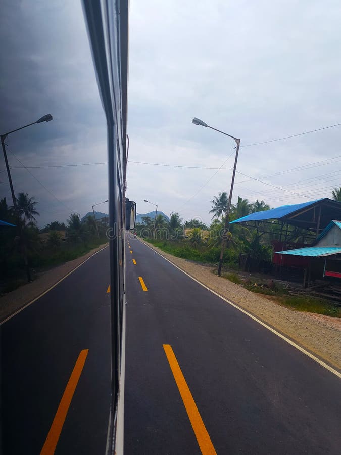 A View from the Bus Window in the Middle of a Country Road Stock Photo ...