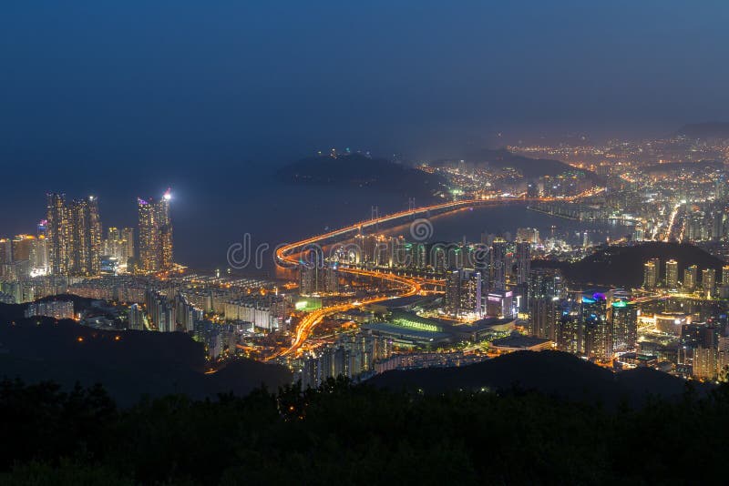 View of Busan from Above at Dusk Stock Image - Image of south ...