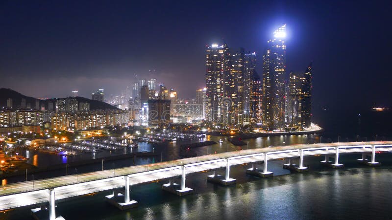 The View of Busan City at Night Stock Image - Image of luxury, asian ...