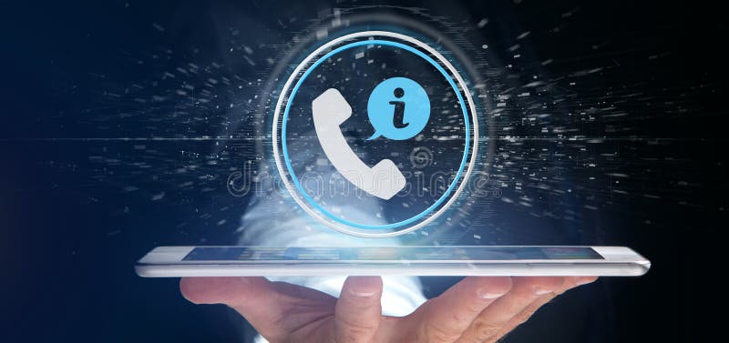 Businessman Holding a Customer and Assistance Hotline Service Bu Stock ...