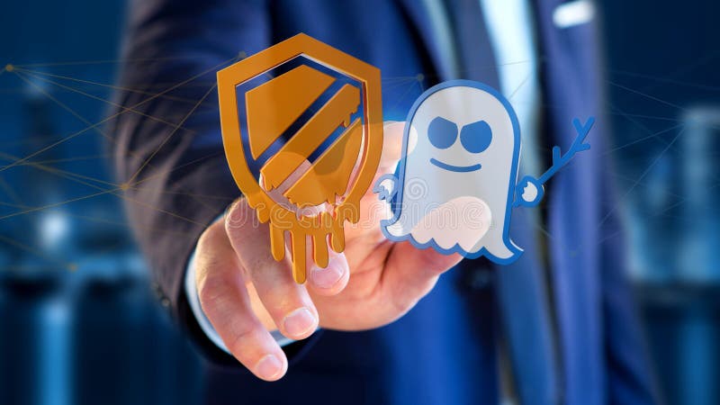 Businessman Holding a Meltdown and Spectre Processor Attack with Stock ...