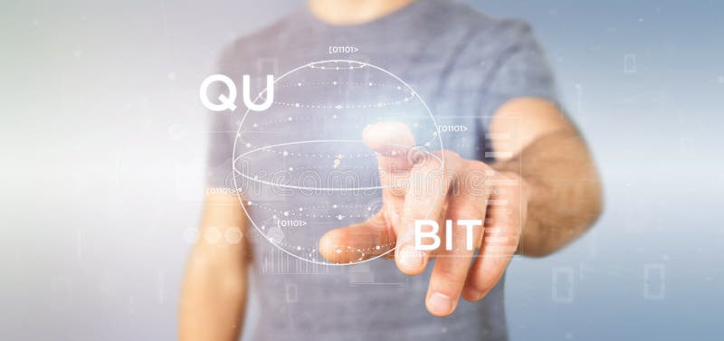 Businessman Holding Quantum Computing Concept with Qubit Icon 3d ... Businessman Holding Quantum Computing Concept with Qubit Icon 3d ...