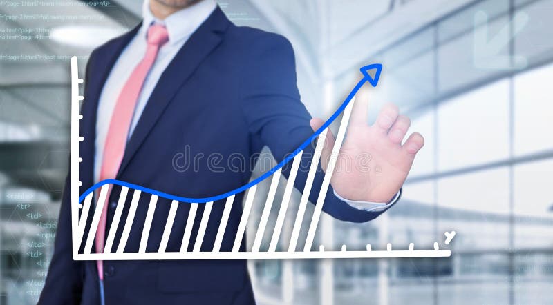 Businessman Touching Technology Interface with Financial Curve a Stock ...