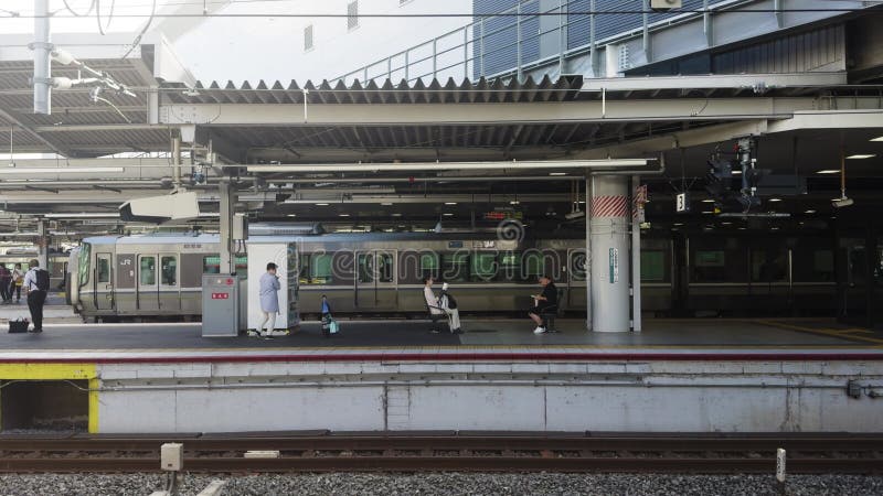 View of Busy Train Station Platform in Osaka, Japan Stock Footage ...