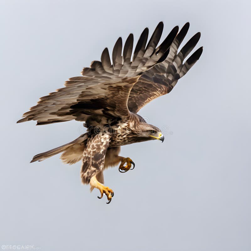 A View of a Buzzard in Flight Stock Illustration - Illustration of view ...