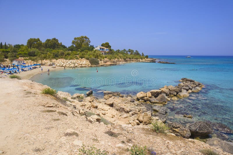 View of Byzakia Beach in Protaras, Cyprus Stock Photo - Image of ...