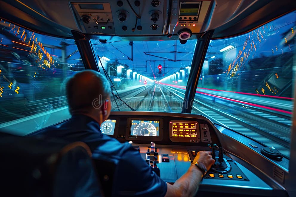View from the Cab of a Subway Driver during the Movement of a Train in ...
