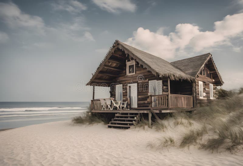 A View of a Cabin on the Beach Stock Image - Image of shore, vacation ...