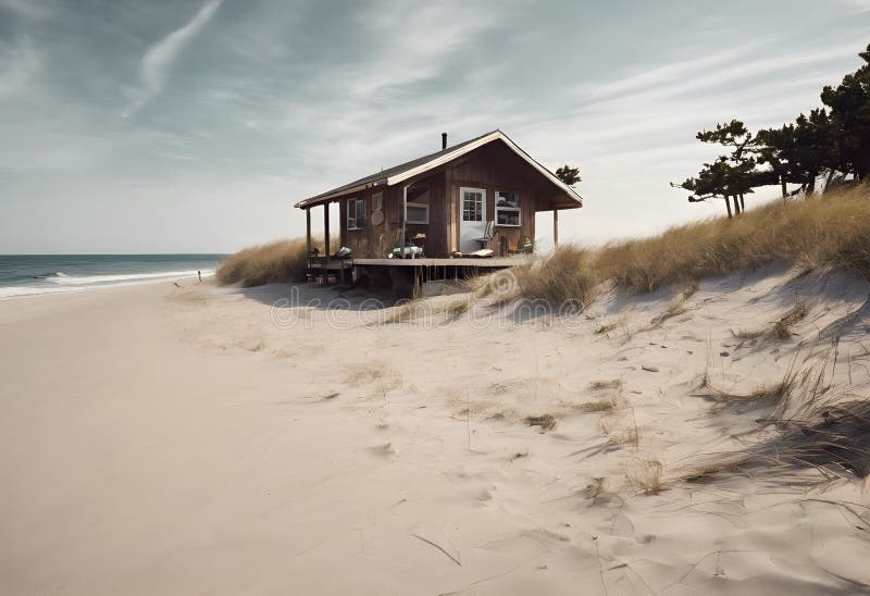 A View of a Cabin on the Beach Stock Image - Image of water, coast ...
