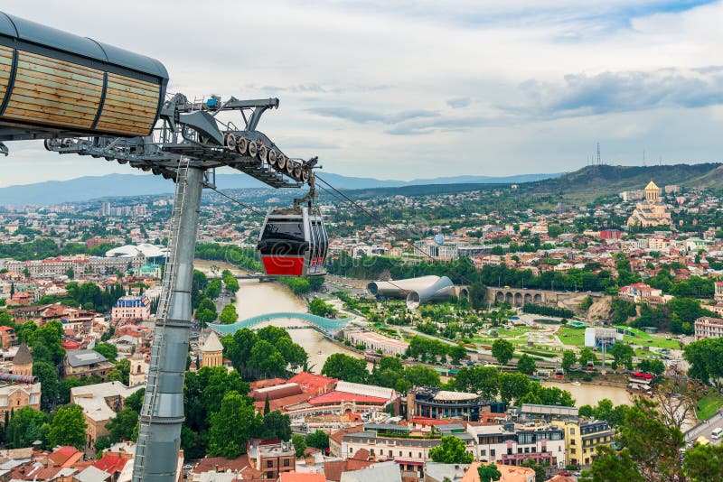 View of Cable Car Above Tbilisi Stock Image - Image of panorama ...