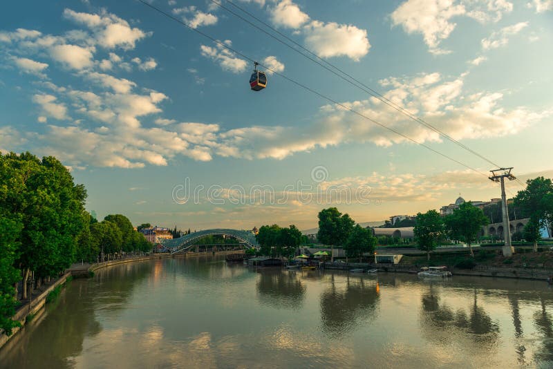 View of Cable Car Above Tbilisi Editorial Stock Photo - Image of hill ...