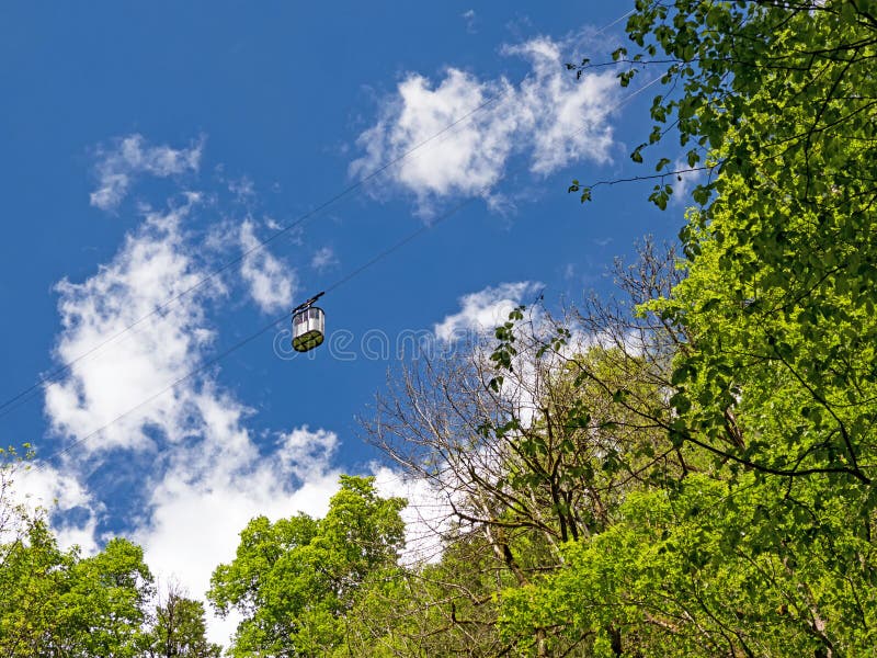 View of Cable Car Gondola Hovering Above the Forests of the Bavarian ...