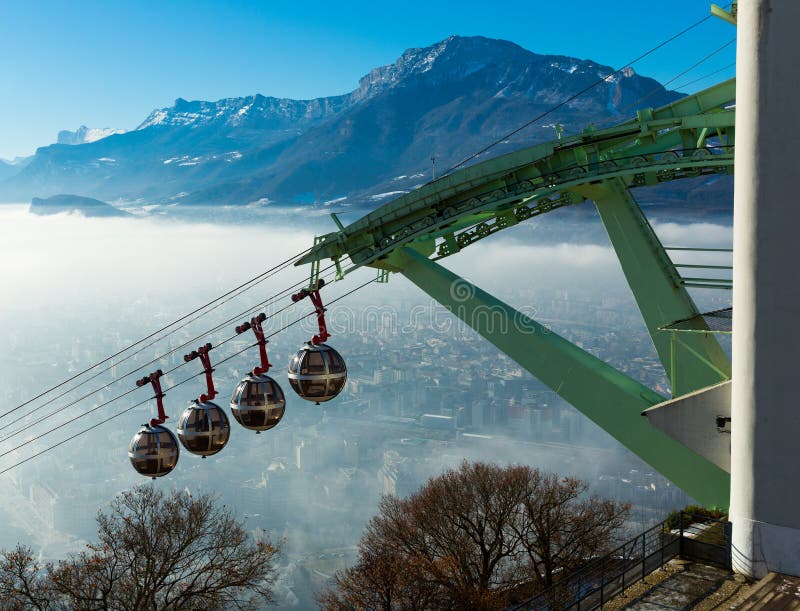 View on Cable Car of Grenoble in France Stock Photo - Image of cable ...
