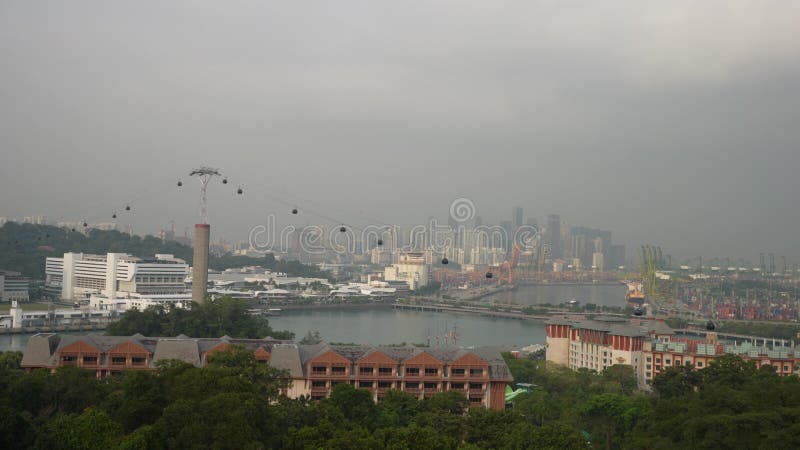 View from Cable Car on the Top of Sentosa, Singapore Stock Footage ...