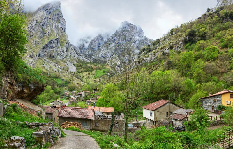 View on Cain De Valdeon in a Cloudy Spring Day, Picos De Europa ...