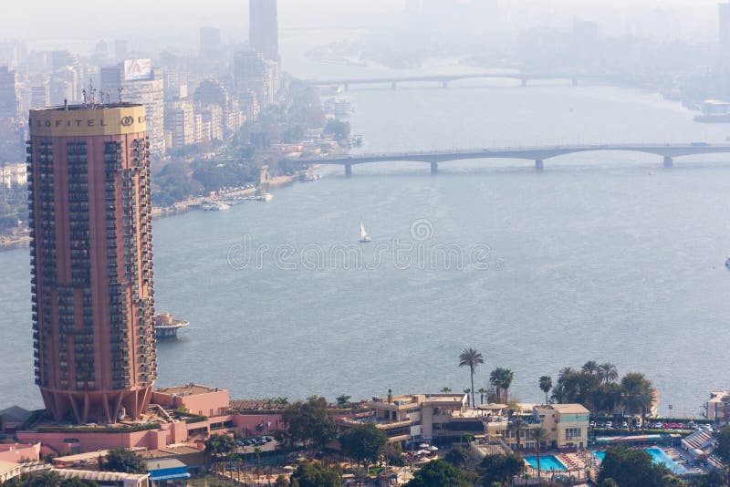 View of Cairo from Cairo Tower Editorial Stock Image - Image of evening ...