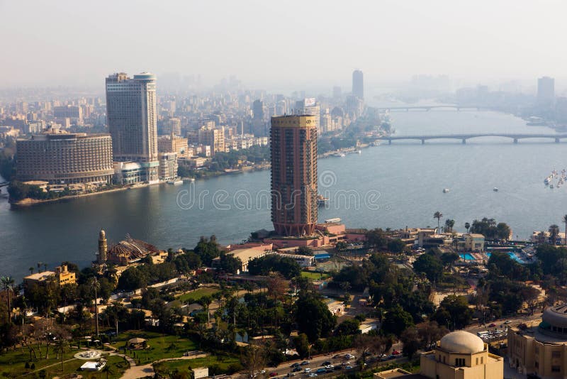 View of Cairo and Nile River Editorial Image - Image of downtown ...