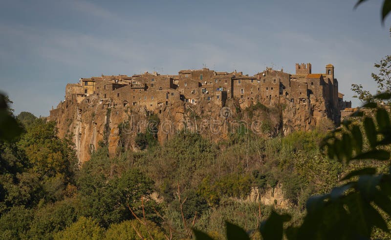 View of Calcata Vecchia from Mountain Road in Italy Stock Photo - Image ...