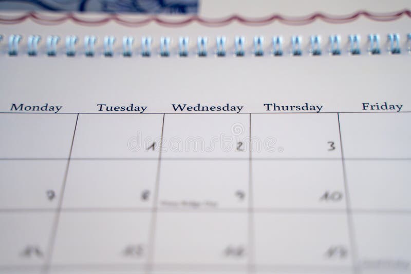 View of Calendar Days and Dates Stock Image - Image of paper, weekend ...